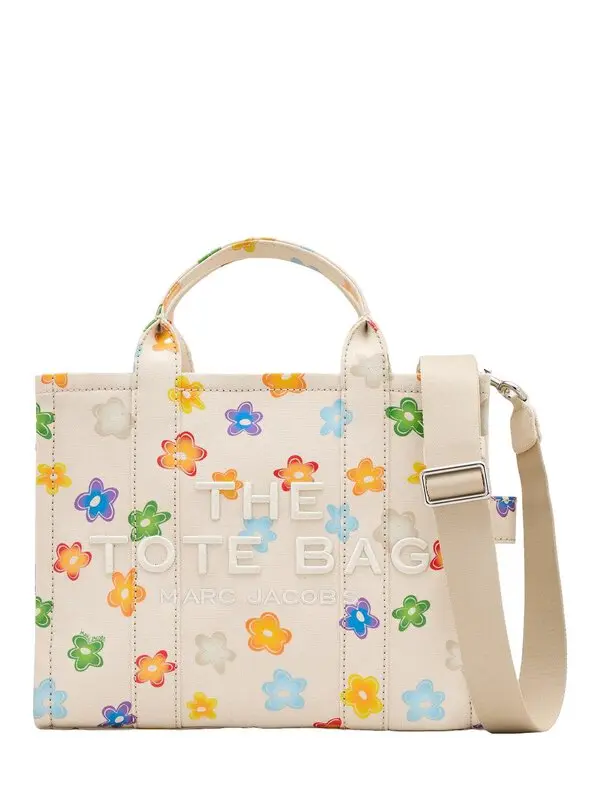 Marc Jacobs The Wild Daisy Canvas Medium Tote Bag - White Multi