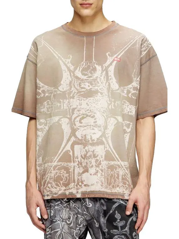DIESEL® T-boxt-t13 Bleach Print T-shirt - Brown