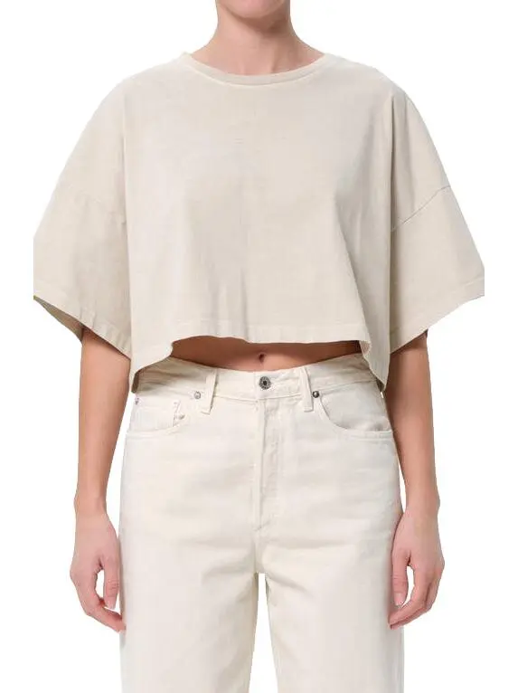 AGOLDE Arli Oversize Cotton Crop T-shirt - Brown Rice
