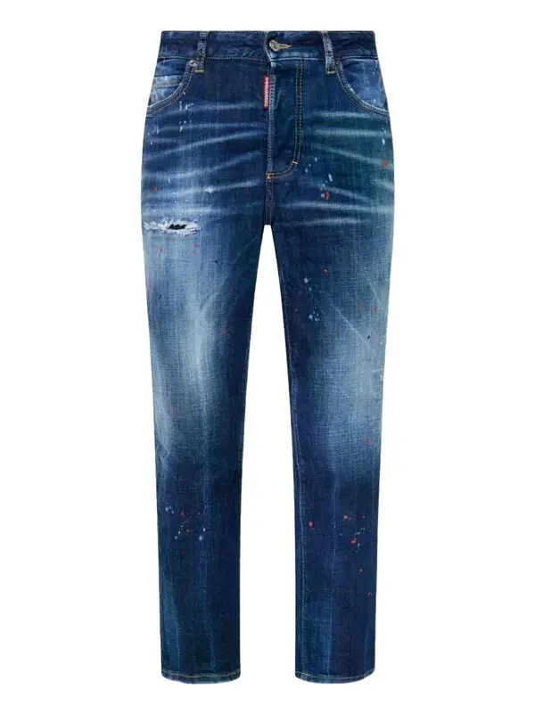 Dsquared2 Logo-patch Distressed Jeans - Blue
