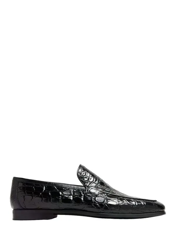 Magnanni Crocodile-embossed Loafers - Black
