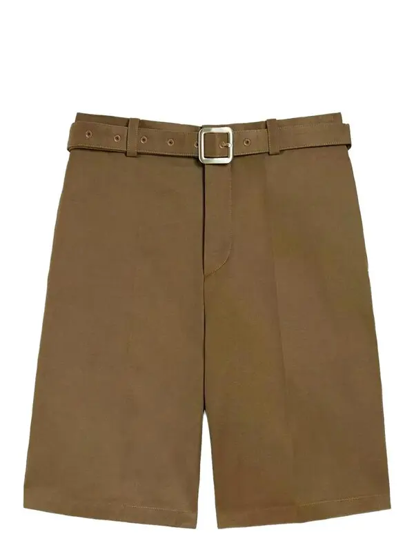 JIL SANDER Cotton Belted Shorts - Brown
