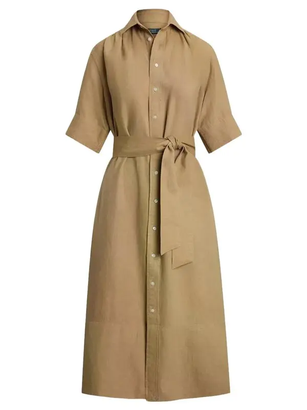 Polo Ralph Lauren Belted Button-up Shirt Dress - Neutrals