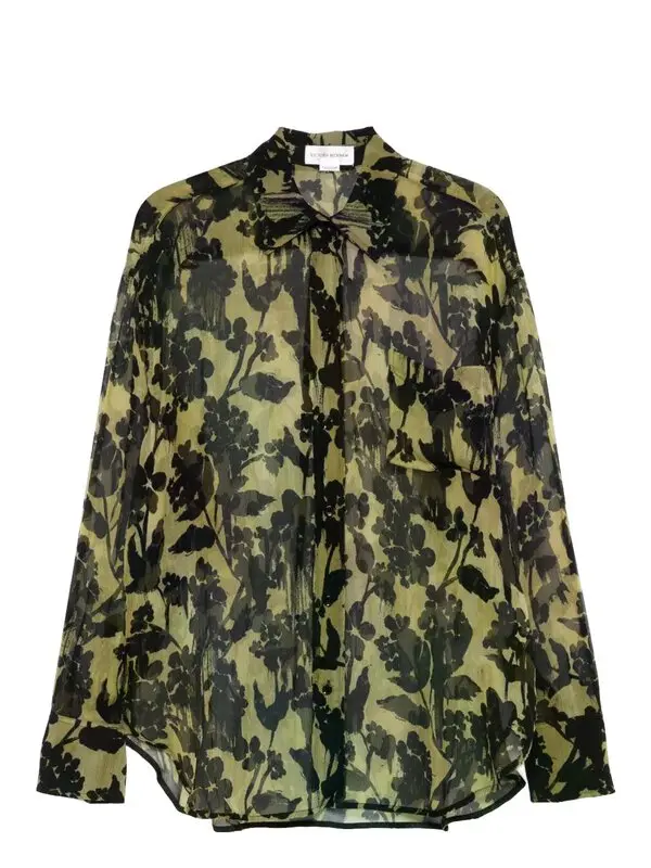 Victoria Beckham Silk Floral Shirt - Green