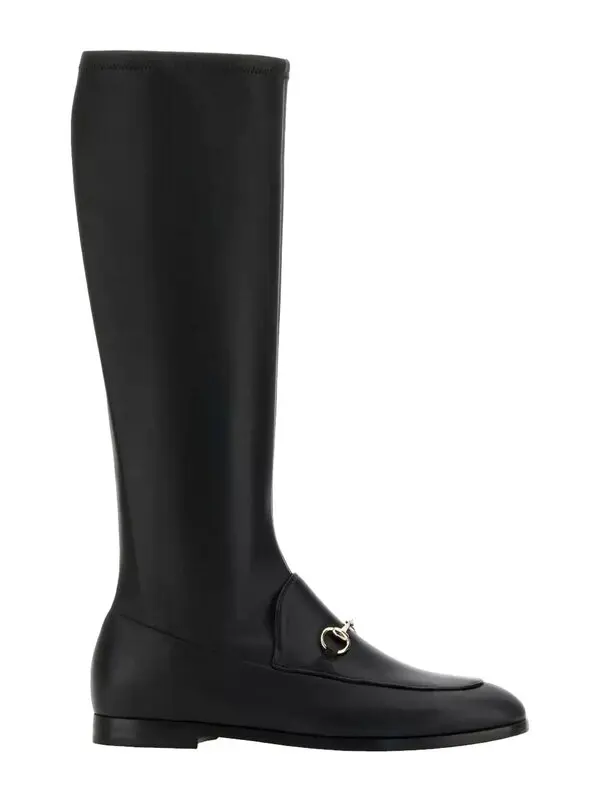 Gucci Jordaan Leather Boots With Horsebit - Black