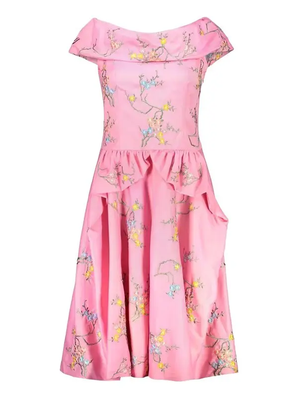 Moschino Floral-embroidered Dress - Pink