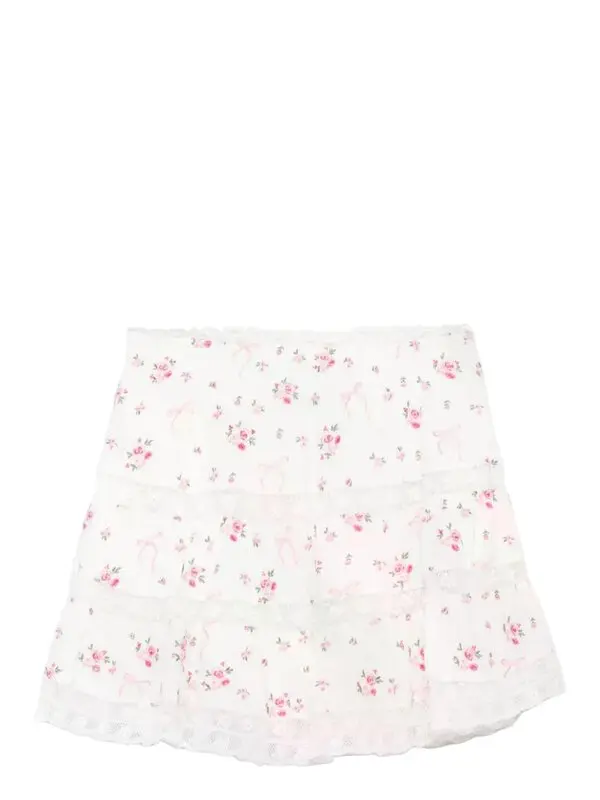LoveShackFancy Viro Mini Skirt - White