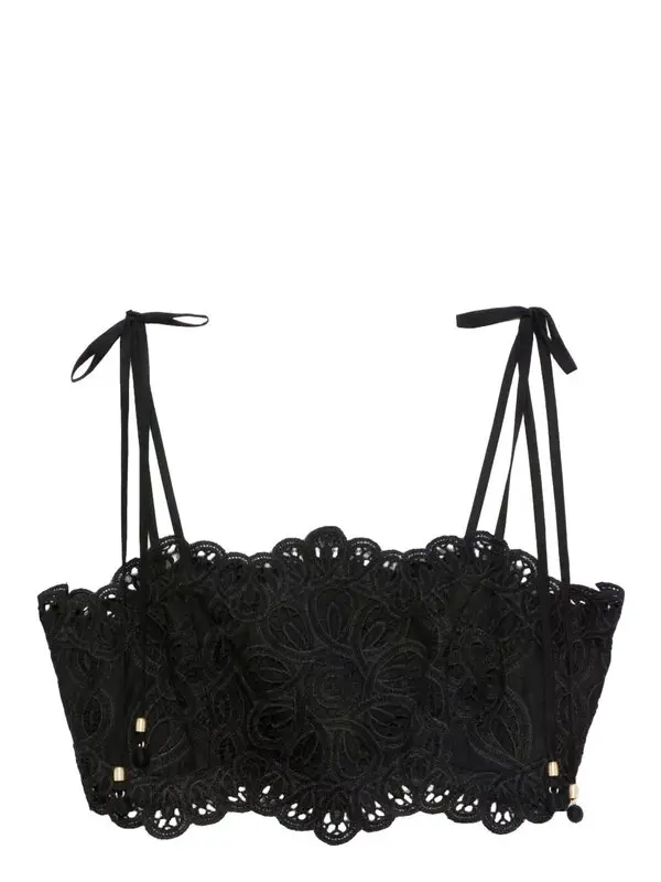 Zimmermann Rhiannon Embroidered Crop Top - Black