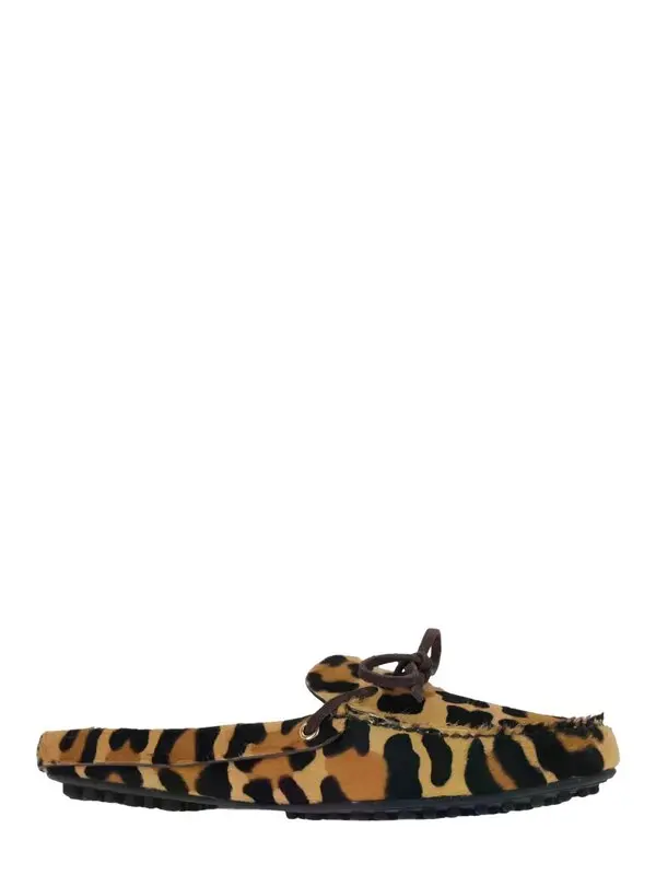 Car Shoe Leopard Print Mules - Brown