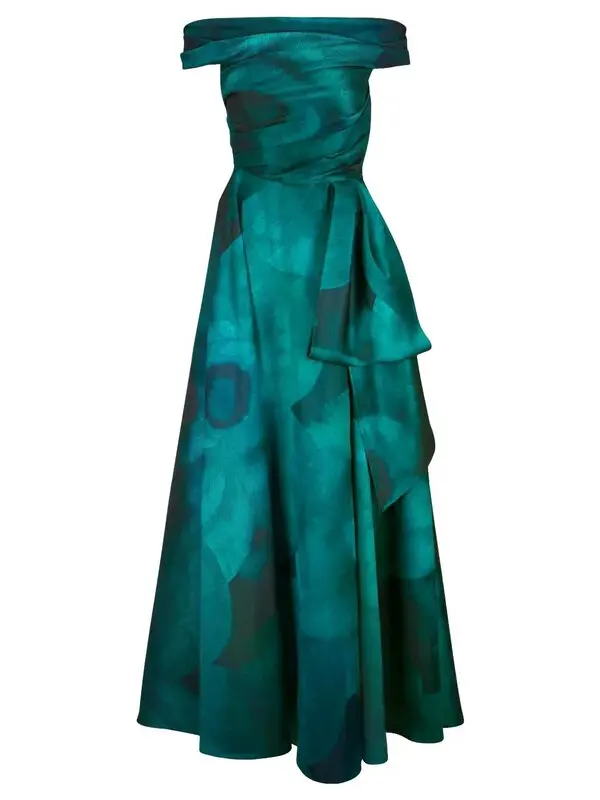 Talbot Runhof Lisianthus Jacquard Gown - Green