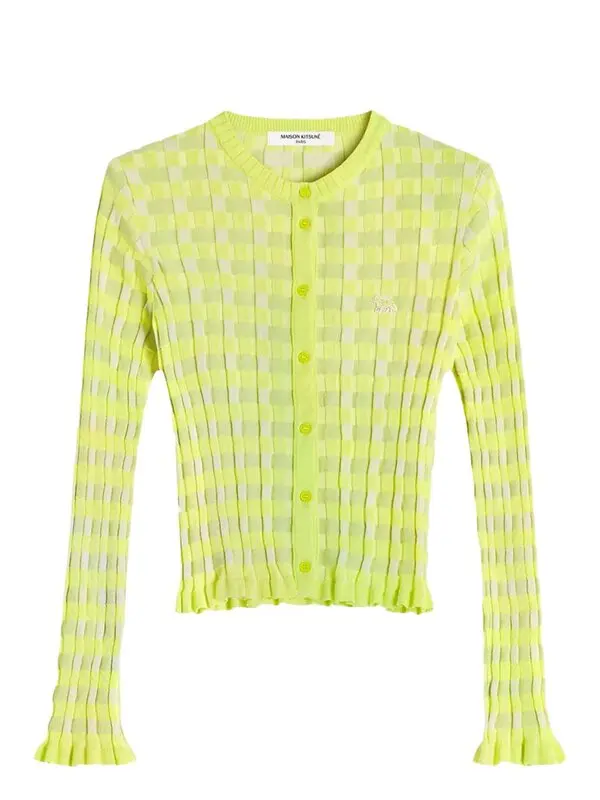 Maison Kitsuné Checkered Cardigan - Yellow