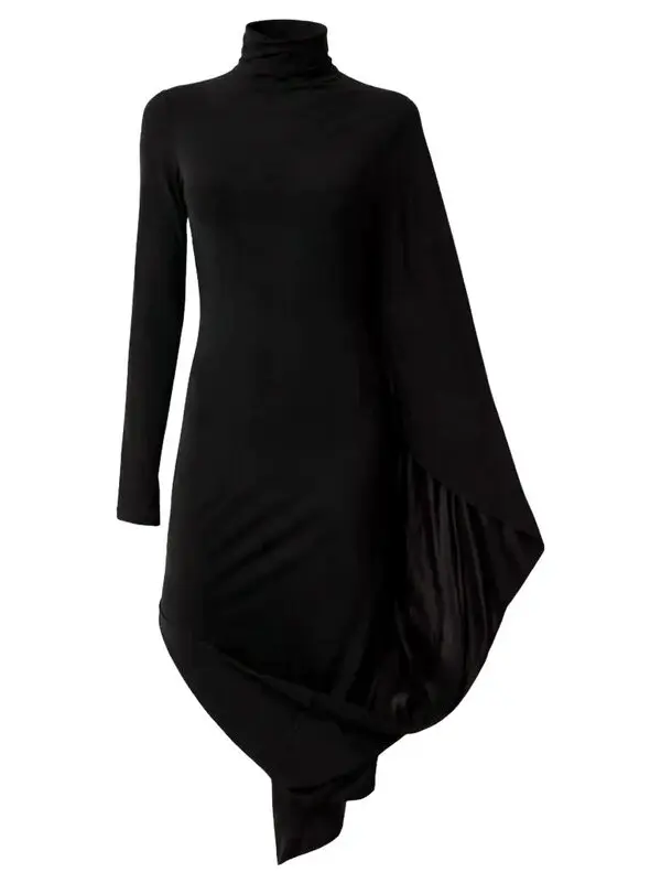 Stella McCartney Asymmetrical Cape Midi Dress - Black