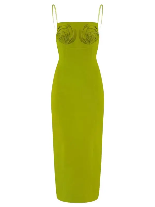 Jean Paul Gaultier Rose-embellished Midi Dress - Green