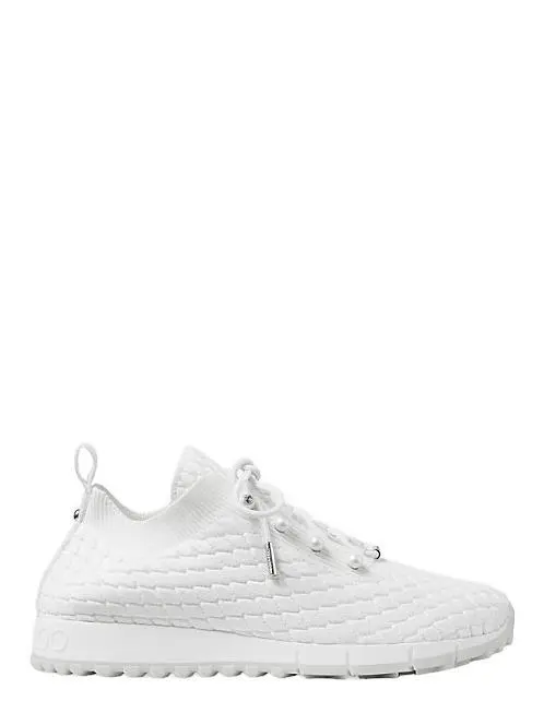 JIMMY CHOO Veles Diamond-texture Knitted Low-top Trainers - X White