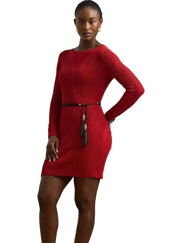 Ralph Lauren Pointelle Cotton-blend Sweater Dress - Madison Red