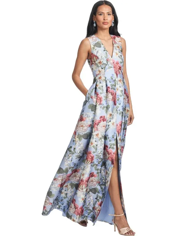 Sachin & Babi Brooke Printed Gown - Powder Blue Bouquet