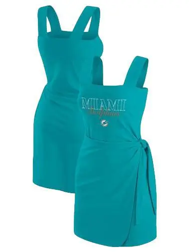 WEAR BY ERIN ANDREWS Miami Dolphins Wrap Dress - Aqua