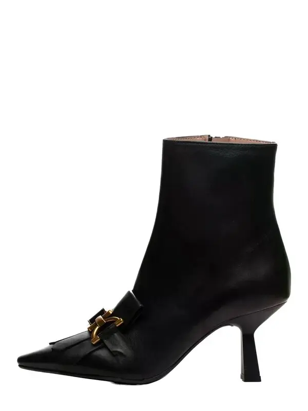 POCHE PARIS Fringe-detailed Ankle Boots - Black