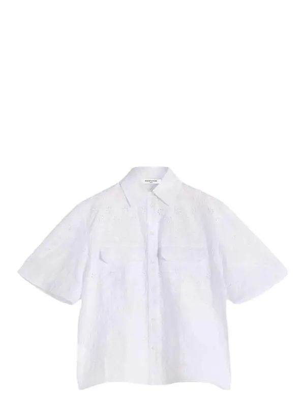 Maison Kitsuné Embroidered Short-sleeve Shirt - White