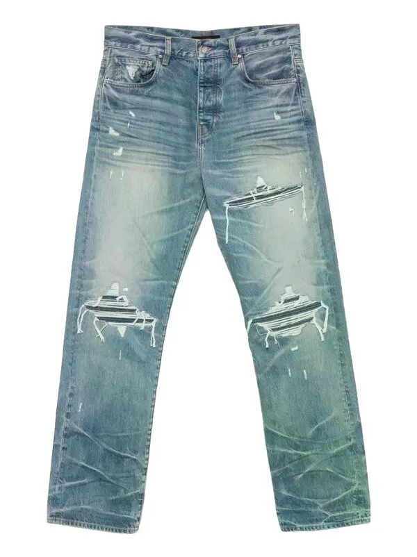 Amiri Distressed Straight-leg Jeans - Blue