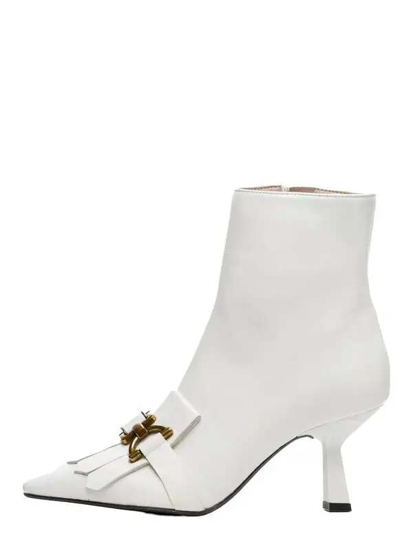 POCHE PARIS Leather Ankle Boots - White