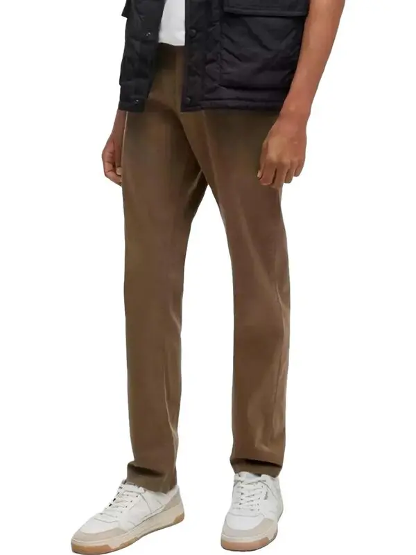 BOSS Logo-patch Chino Trousers - Brown