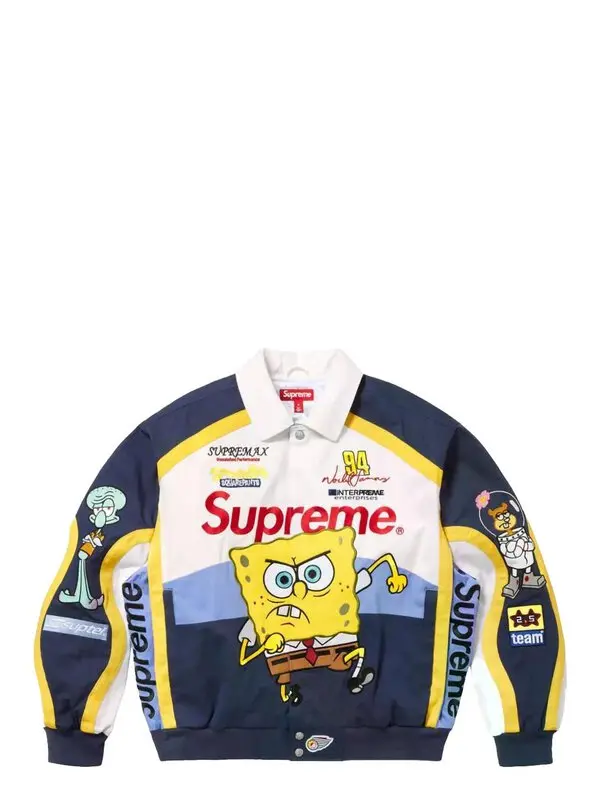 Supreme X Spongebob Squarepants Jeff Hamilton Racing Jacket - White
