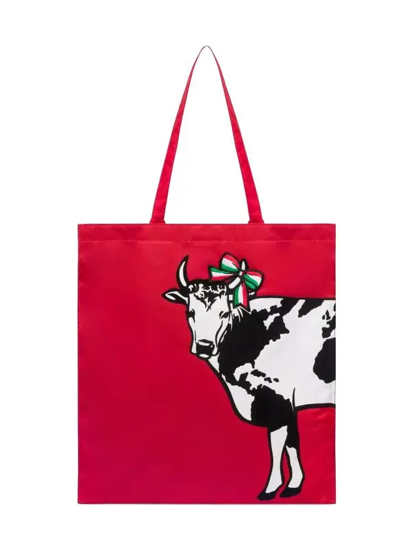 Moschino Cow-motif Tote Bag - Red