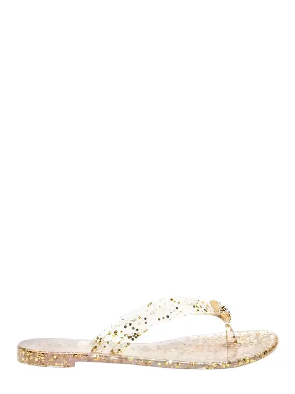 Casadei Glitter-embellished Flat Sandals - Neutrals