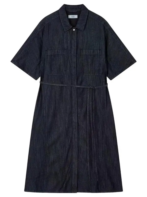 STUDIO TOMBOY Denim Belted Shirt Dress - Blue