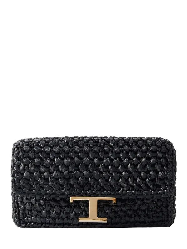 TOD'S Micro Raffia Clutch - Black