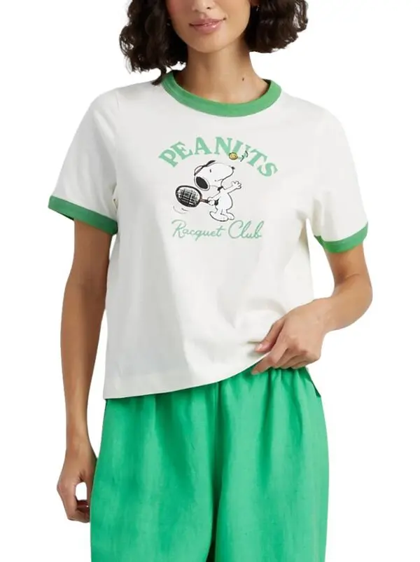 Chinti & Parker Cotton Snoopy Racquet Club T-shirt - Cream