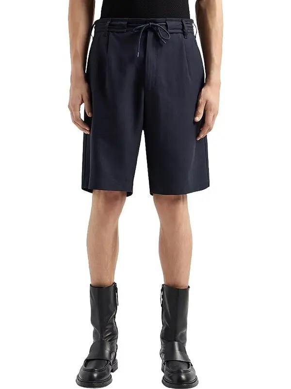 Emporio Armani Textured Bermuda Shorts - Solid Blue