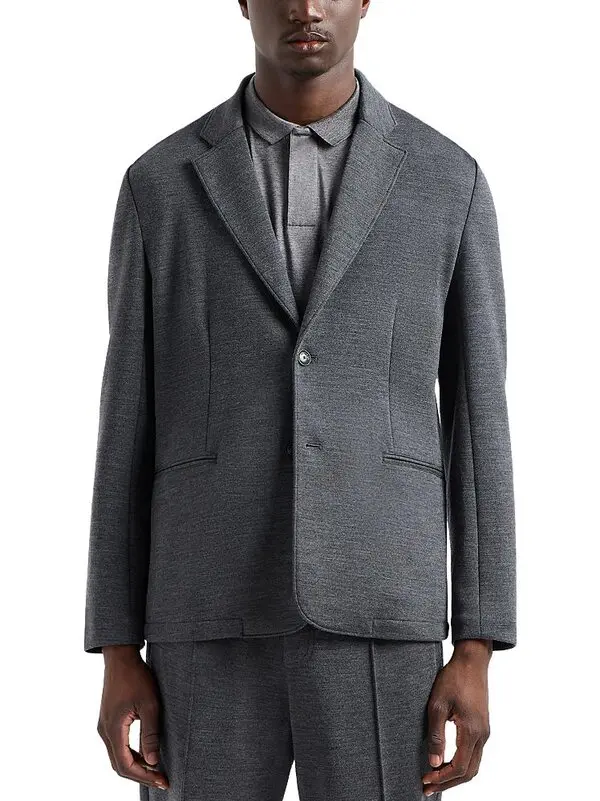 Emporio Armani Travel Essentials Jersey Regular Fit Suit Jacket - Heather Grey