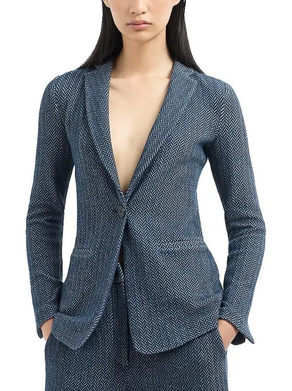 Emporio Armani Chevron Blazer - Blue Grey