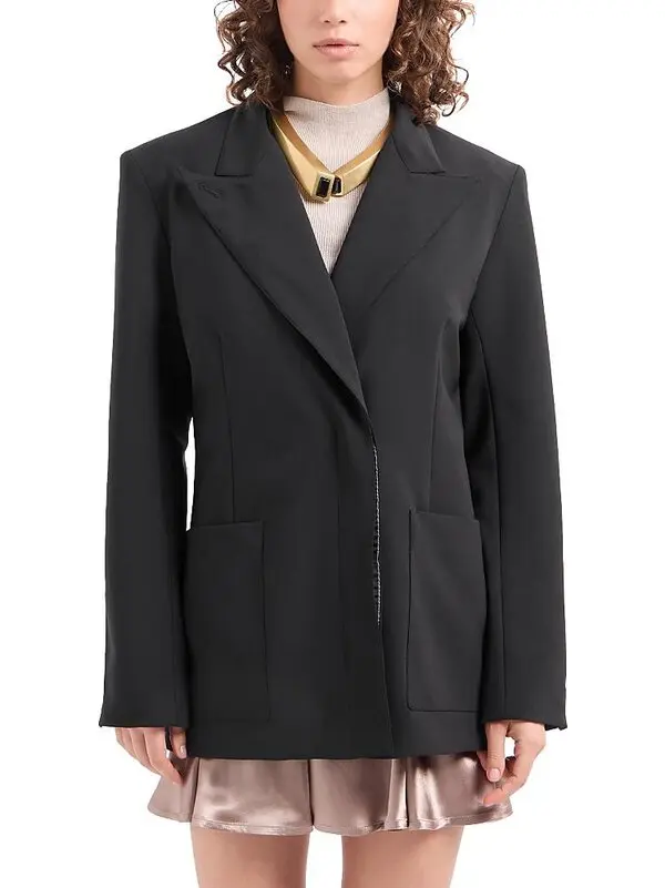 Emporio Armani Peak Lapel Blazer - Black