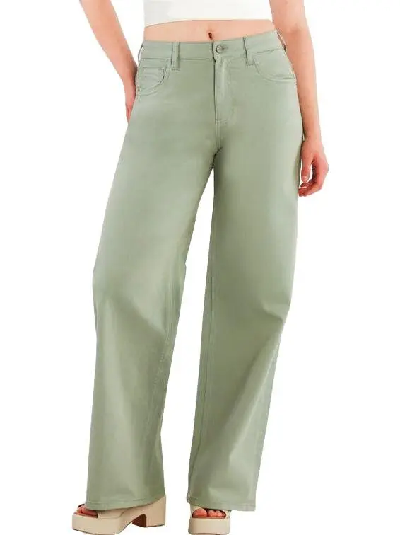 HINT OF BLU Mid-rise Relaxed Straight Leg Jeans - Sage