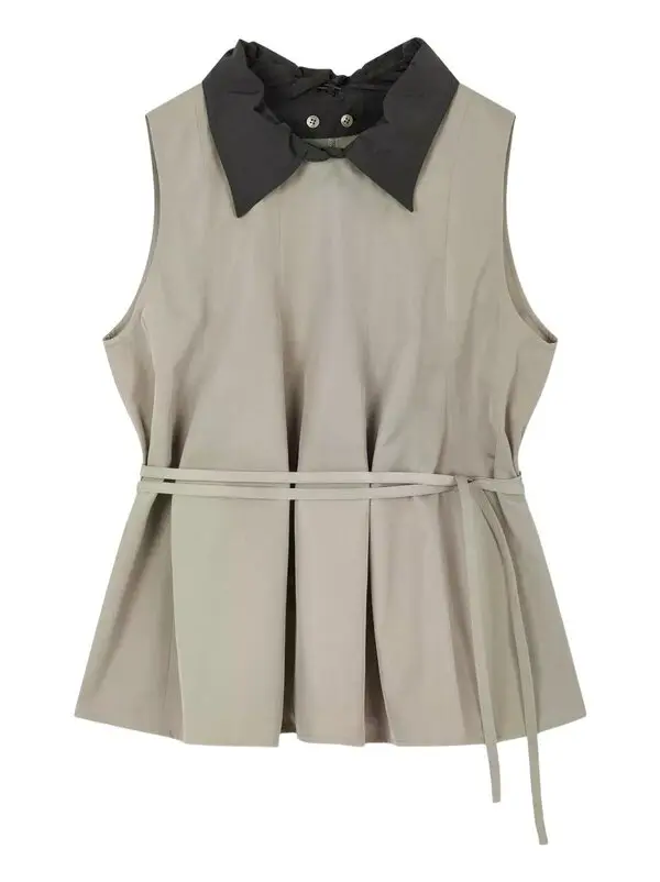 STUDIO TOMBOY Pleated Sleeveless Blouse - Neutrals