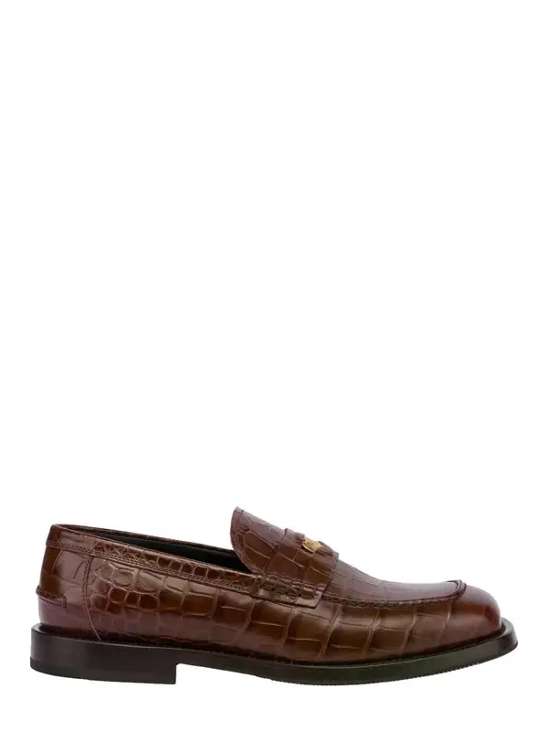 Moschino Croc-embossed Loafers - Brown