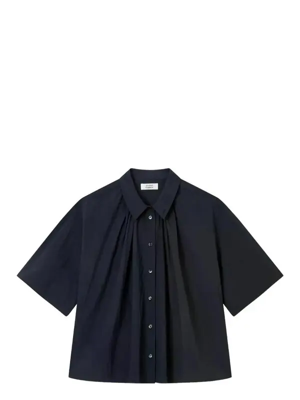 STUDIO TOMBOY Gathered Short-sleeve Shirt - Blue