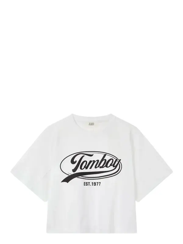 STUDIO TOMBOY Logo-graphic Cropped T-shirt - White