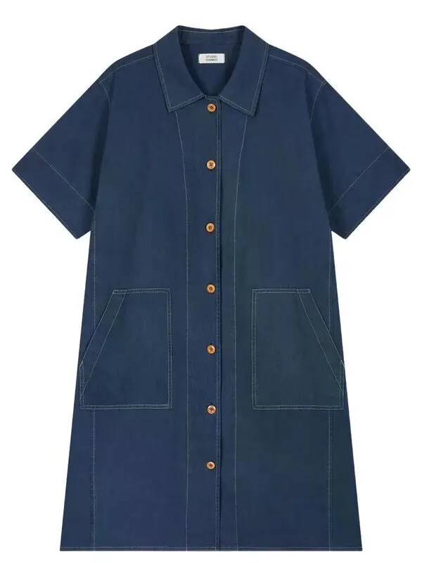 STUDIO TOMBOY Denim Button-up Midi Shirt Dress - Blue