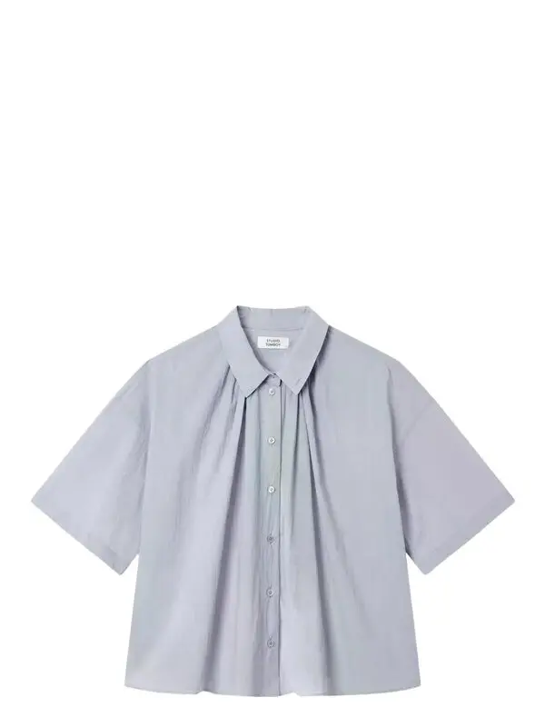 STUDIO TOMBOY Pleated Short-sleeve Shirt - Blue