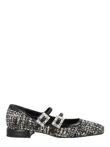 J.A.P. JOSE ANTONIO PEREIRA Tweed Mary Jane Flats - Black