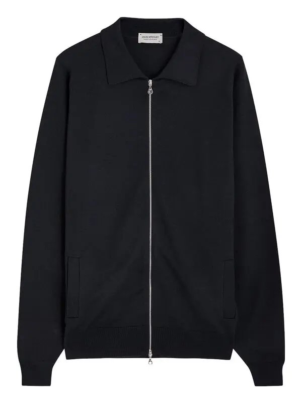 John Smedley Alston Wool Overshirt Jacket - Navy