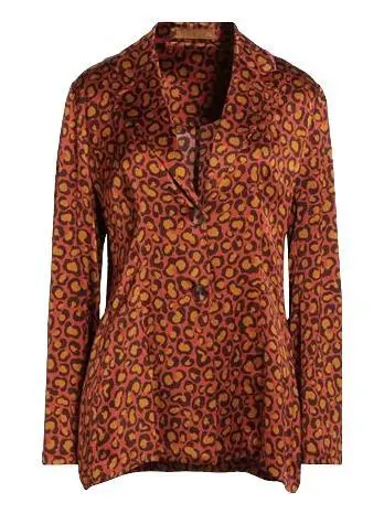 SIYU Leopard-print Satin Blazer - Orange