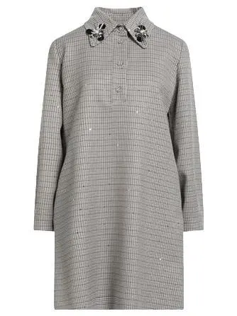 SHIRTAPORTER Mini Houndstooth Shirt Dress - Beige