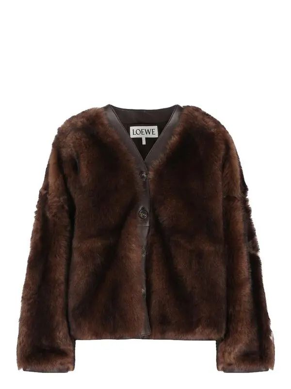 Loewe Shearling Cardigan - Brown