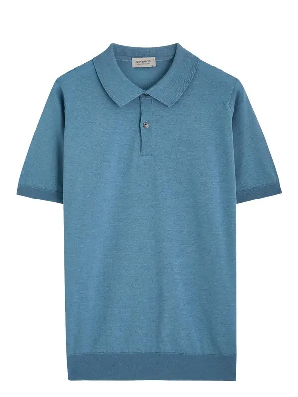 John Smedley Leyburn Wool-blend Polo Shirt - Blue