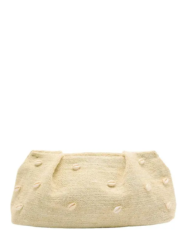 SENSI STUDIO Sisal Shell-embellished Straw Clutch - Natural